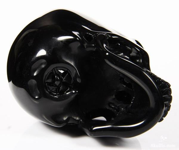Huge 5.2" Black Obsidian Carved Crystal Skull, Super Realistic ...
