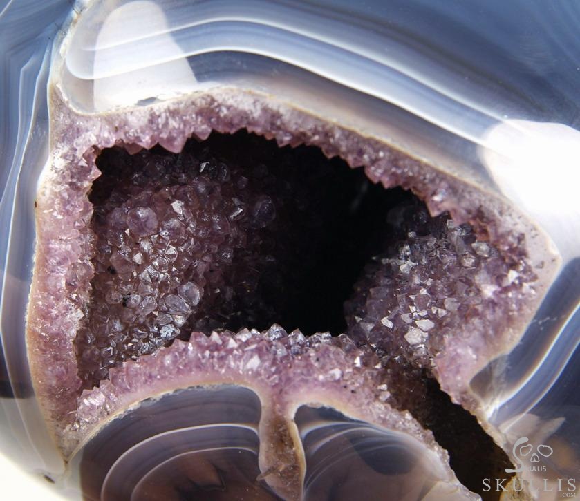 Lifesized 7.0" Amethyst Geode Agate Carved Crystal Skull, Super ...