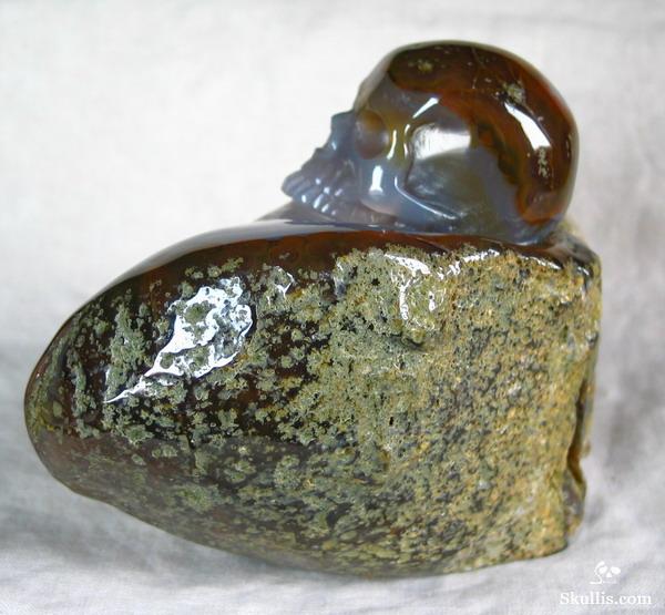 Original 5.3" Agate Geode Carved Crystal Skull - Skullis Gemstone ...