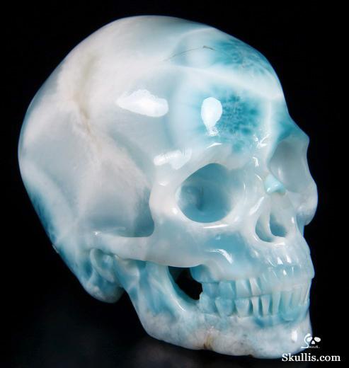 Gemstone, 2.7" Larimar Carved Crystal Skull, Super Realistic - Skullis ...