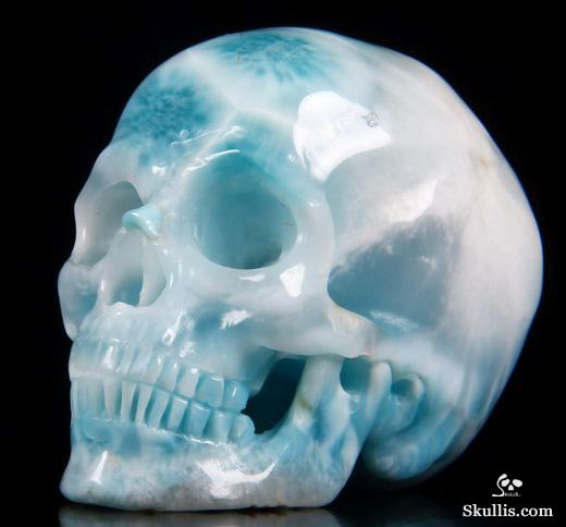 Gemstone, 2.7" Larimar Carved Crystal Skull, Super Realistic - Skullis ...