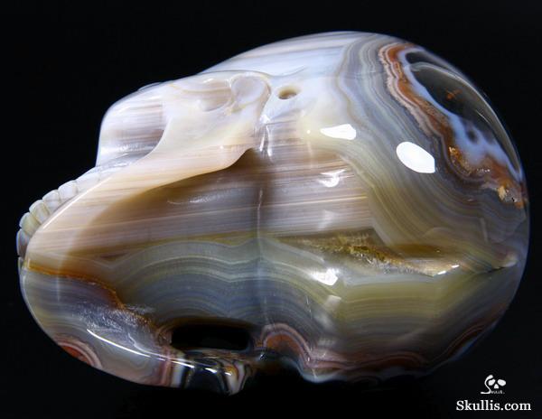 Very Nice 4.7" Agate Carved Crystal Skull, Realistic - Skullis Gemstone ...