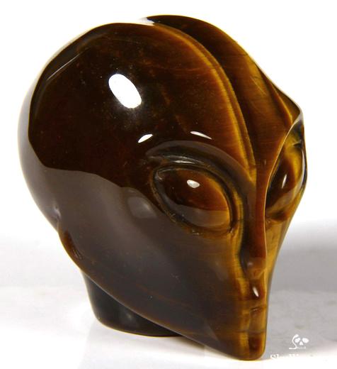 2.0" Gold Tiger Eye Carved Crystal Star Being, Female Alien Skull ...