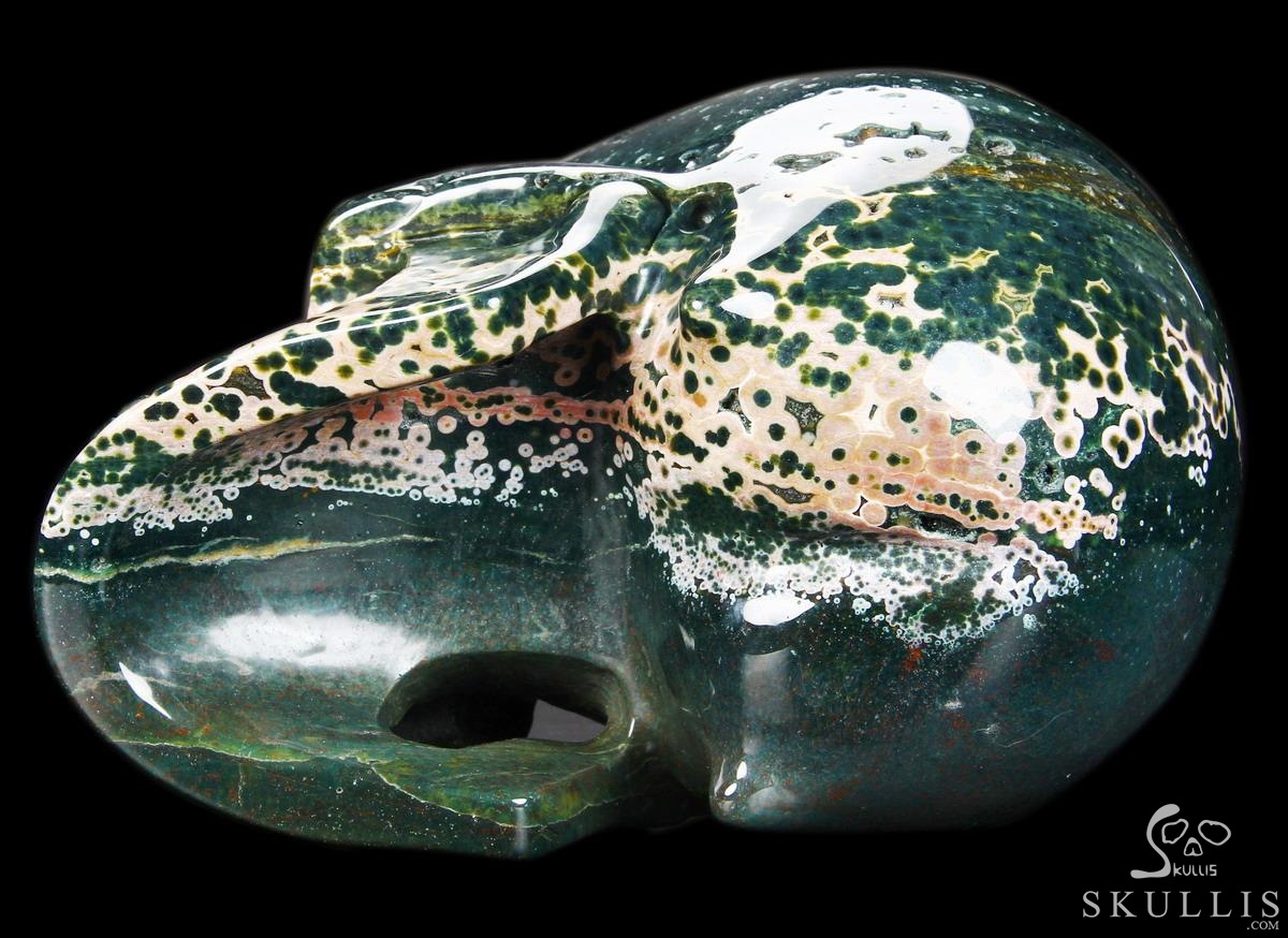 Lifesized 7.0" Ocean Jasper Carved Crystal Skull, Realistic - Skullis ...