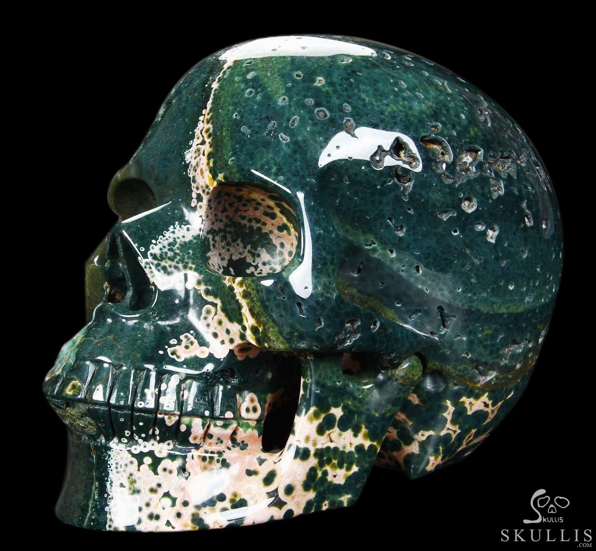 Lifesized 7.0" Ocean Jasper Carved Crystal Skull, Realistic - Skullis ...