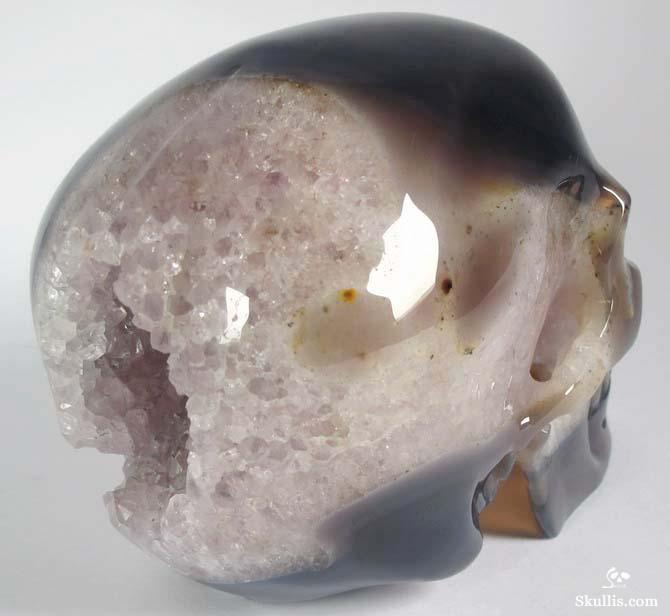 LIFESIZED 7.5" Amethyst Geode Agate Carved Crystal Skull, Super ...