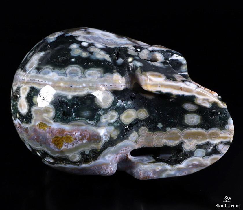 Huge 5.1" Ocean Jasper Geode Carved Crystal Skull, Realistic, Crystal ...