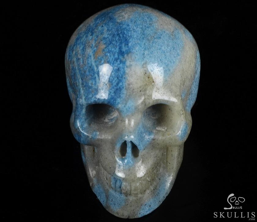 LONG AWAITED NEW STONE, 2.0" K2 Azurite Granite Carved Crystal Skull ...