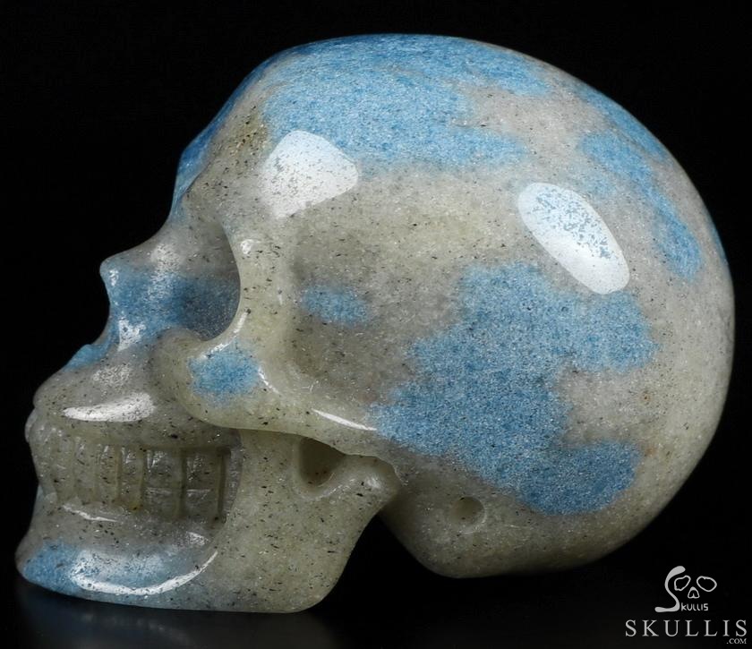LONG AWAITED NEW STONE, 2.0" K2 Azurite Granite Carved Crystal Skull ...