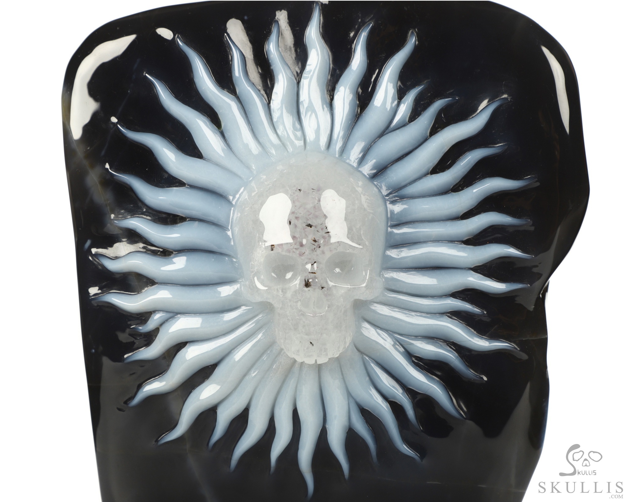Spearding Energy 7.1" Agate Carved Crystal Skull Sculpture, Crystal ...