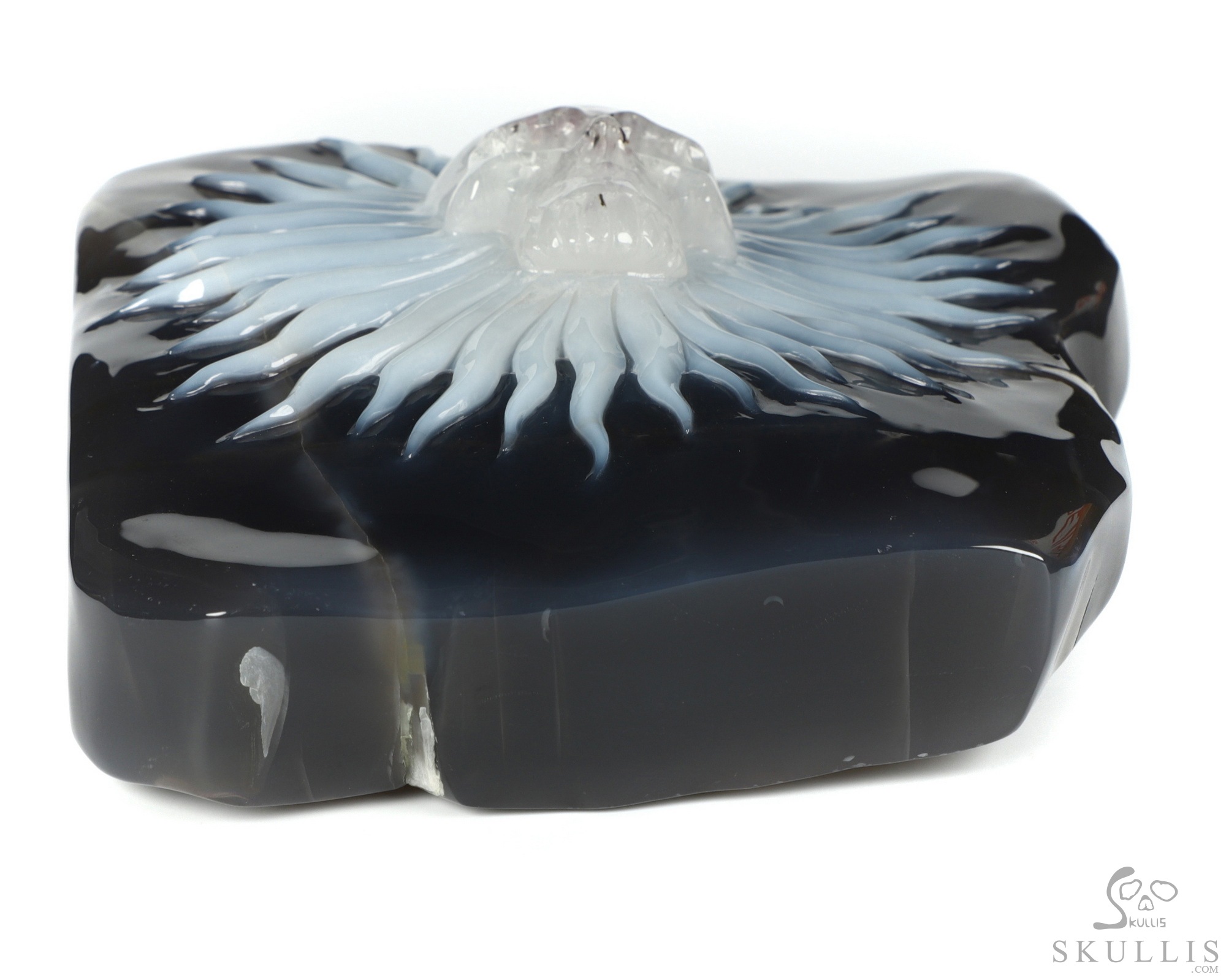 Spearding Energy 7.1" Agate Carved Crystal Skull Sculpture, Crystal ...