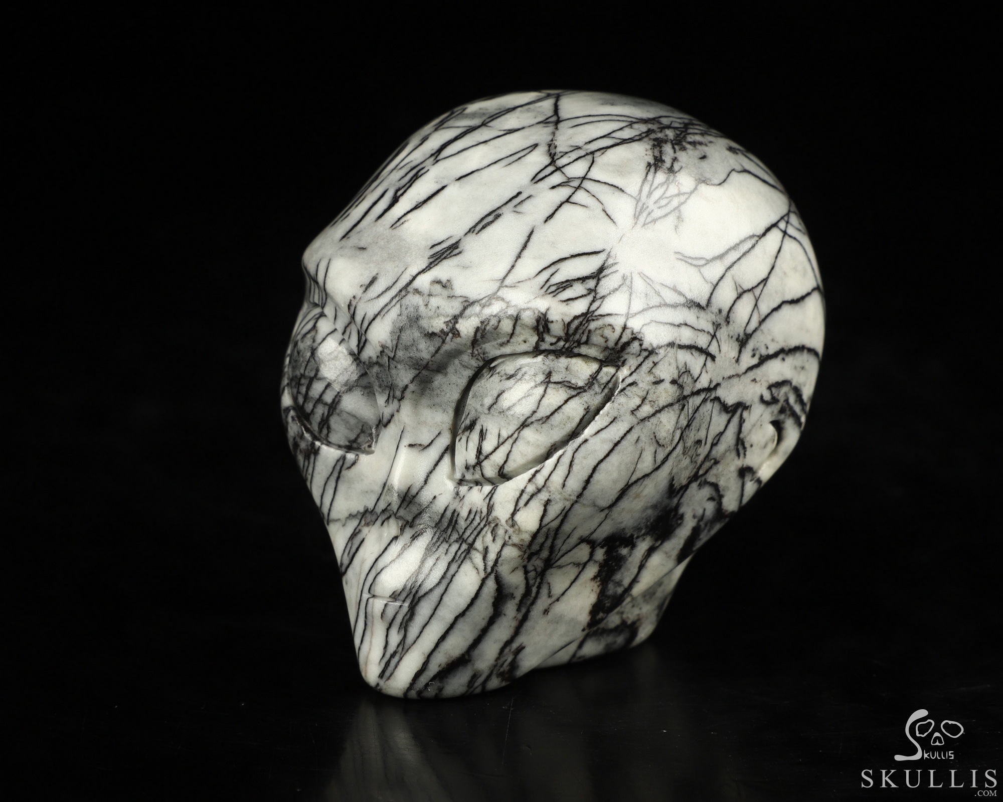 1.8" Black Network Jasper Crystal Skull Companion Star Being Female ...