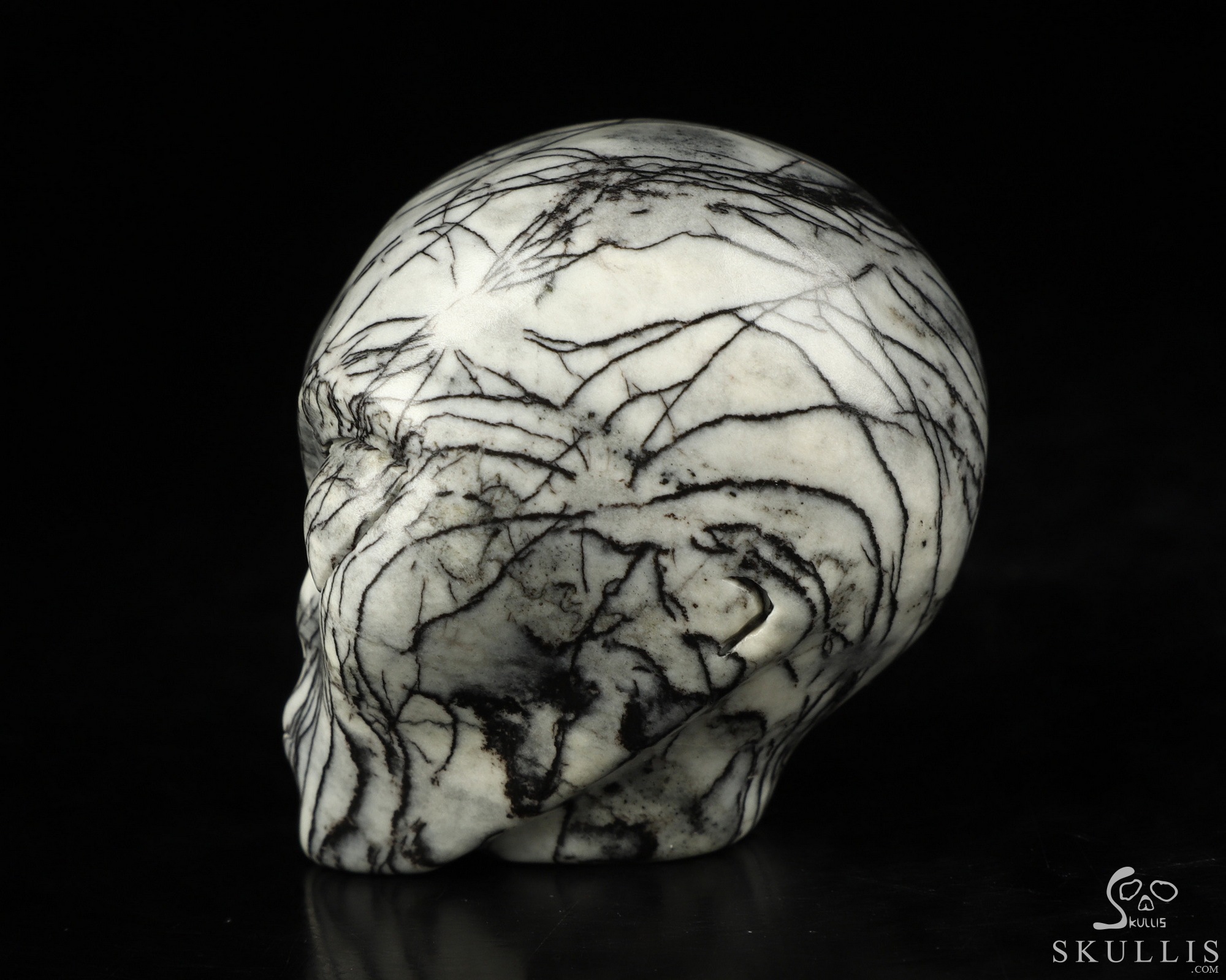 1.8" Black Network Jasper Crystal Skull Companion Star Being Female ...