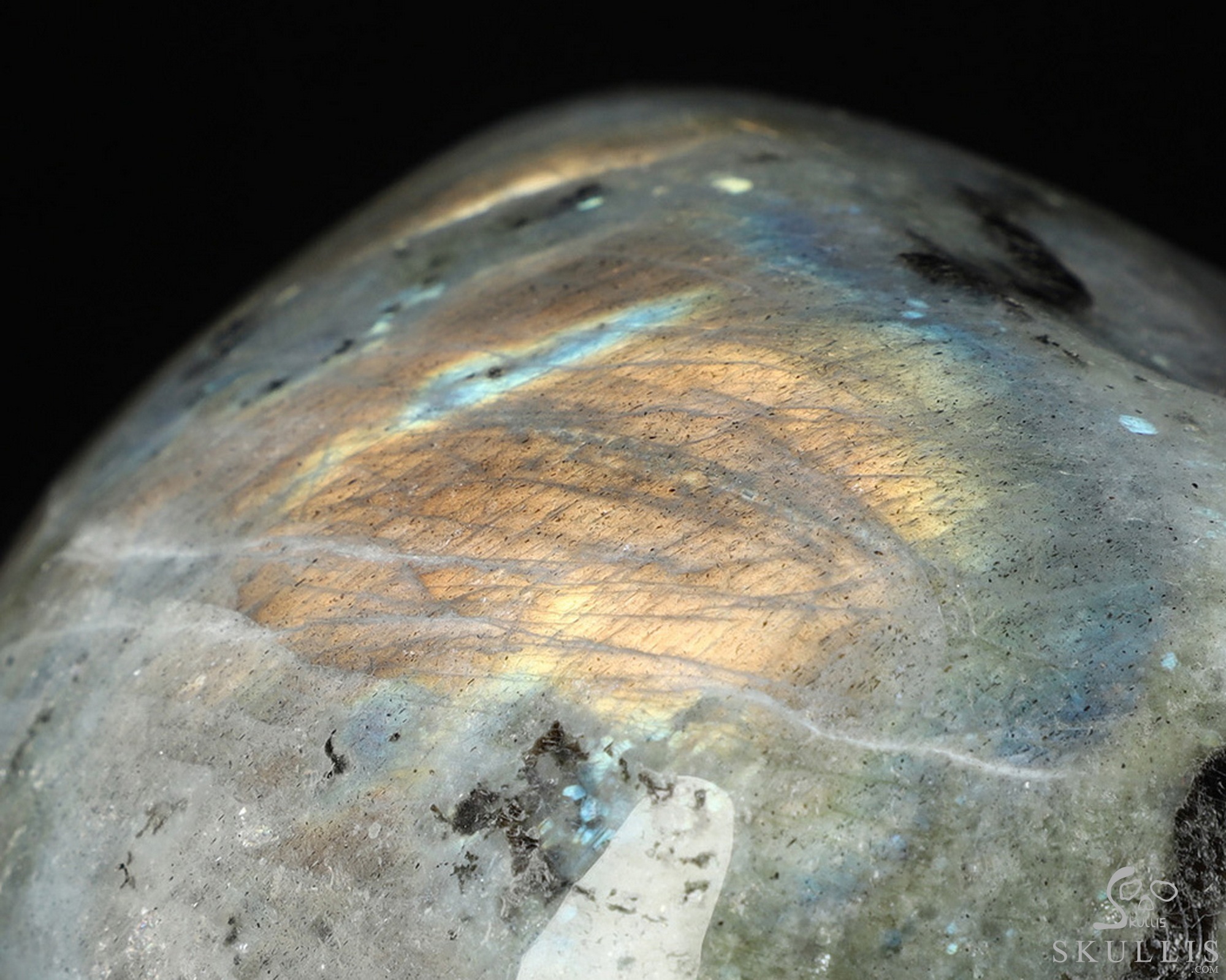 5.1" Labradorite Hand Carved Crystal Skull, Super Realistic, Crystal ...