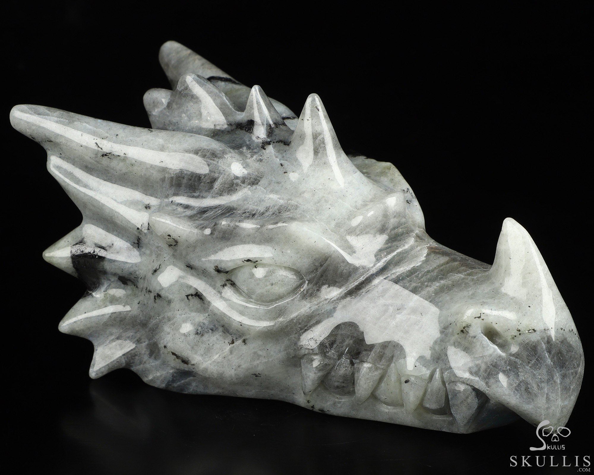 5.9" Labradorite Hand Carved Crystal Dragon Head Skull Sculpture ...