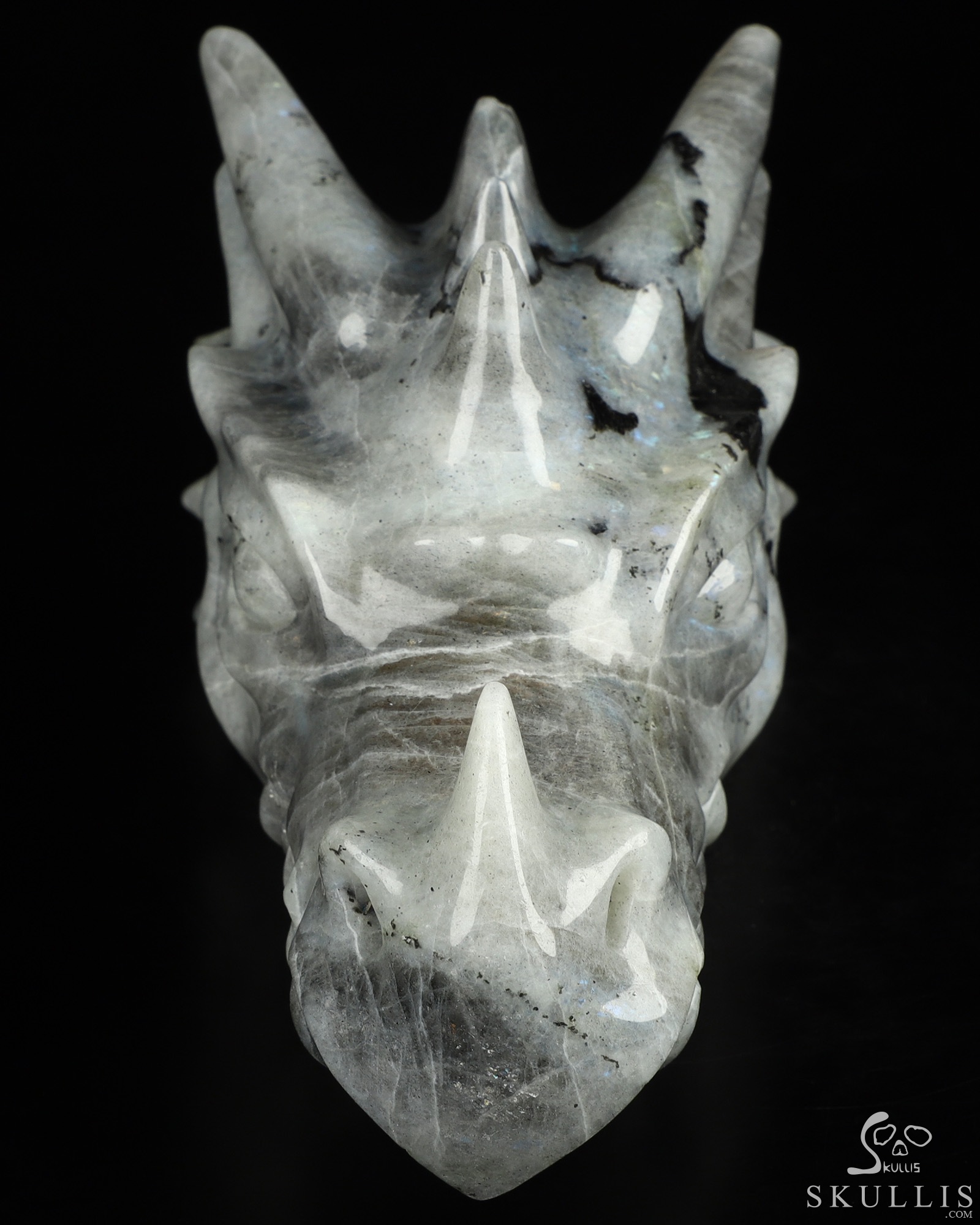 5.9" Labradorite Hand Carved Crystal Dragon Head Skull Sculpture ...