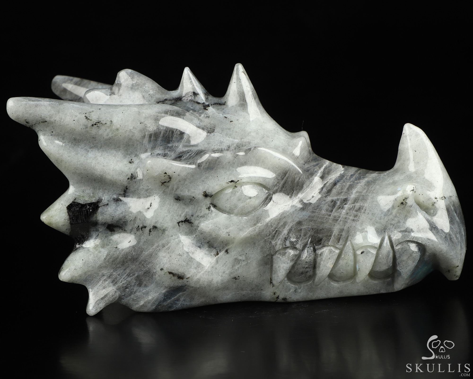 5.9" Labradorite Hand Carved Crystal Dragon Head Skull Sculpture ...