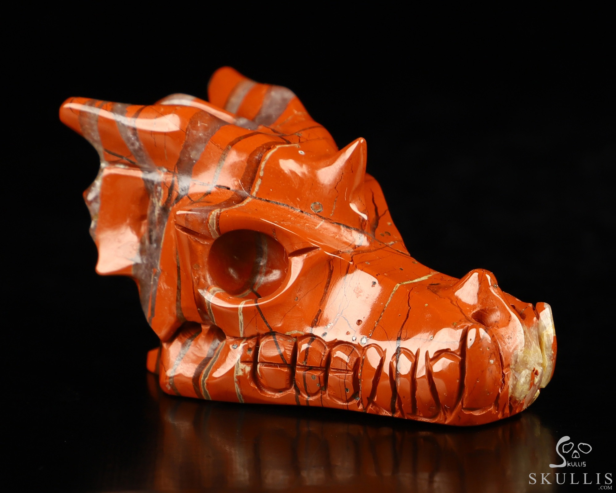2.0" Red Jasper Hand Carved Crystal Dragon Skull Sculpture, Crystal ...