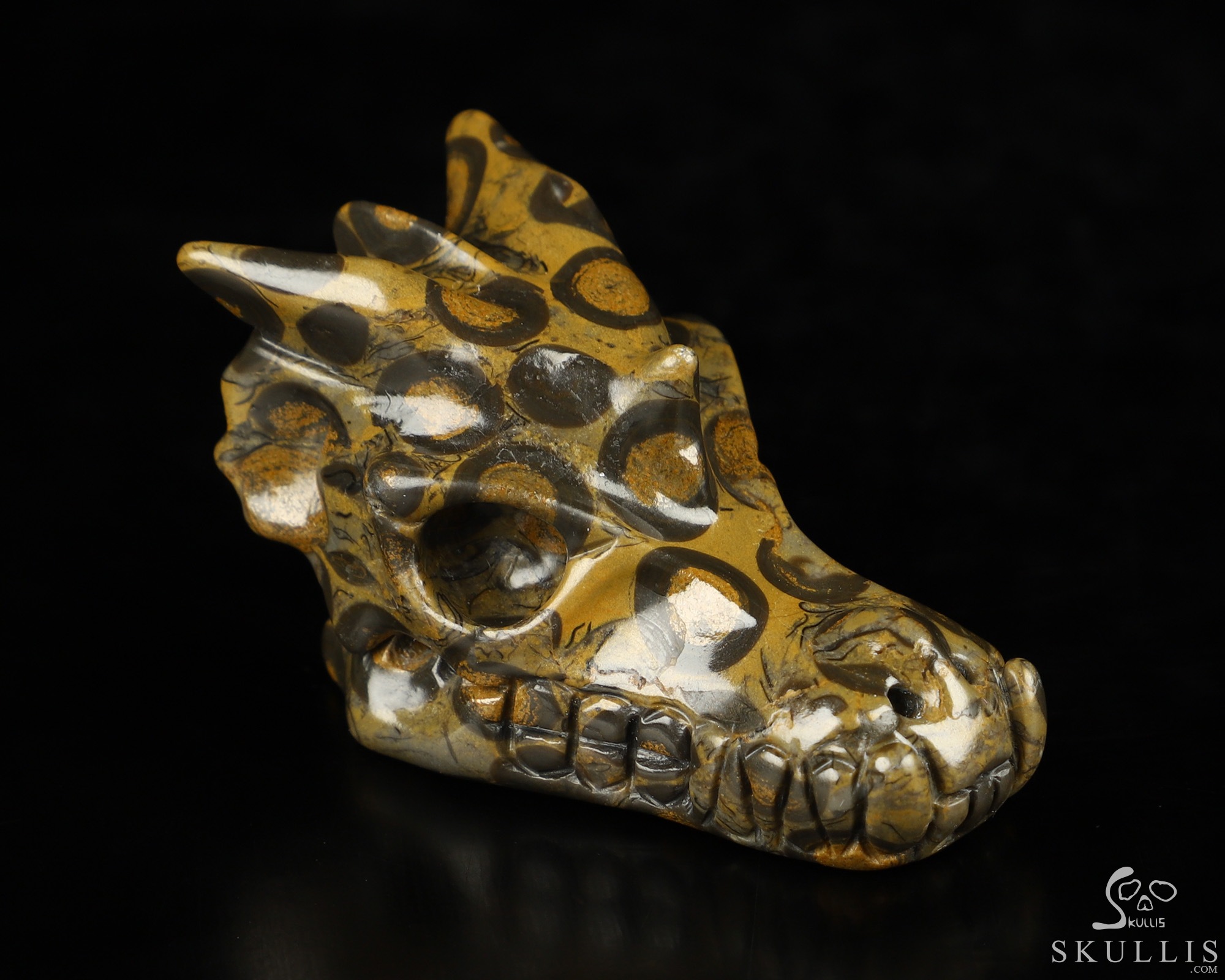 2.0" Leopard Skin Jasper Hand Carved Crystal Dragon Skull Sculpture ...