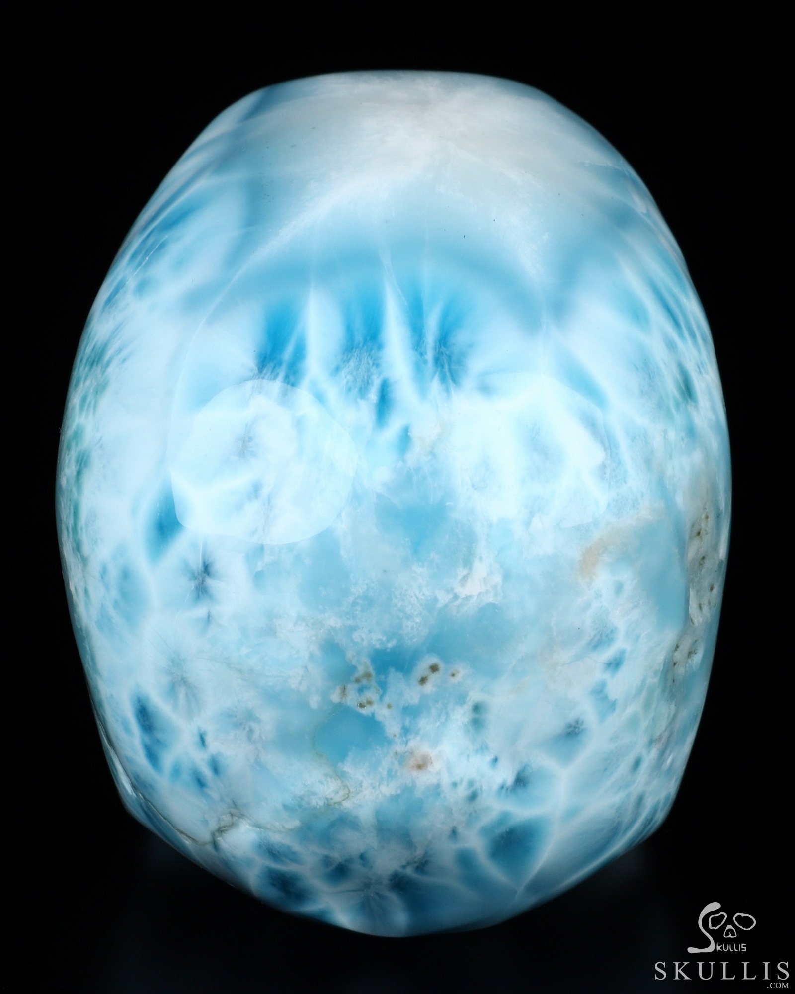 Gemstone 3.3" Larimar Hand Carved Crystal Skull, Super Realistic ...