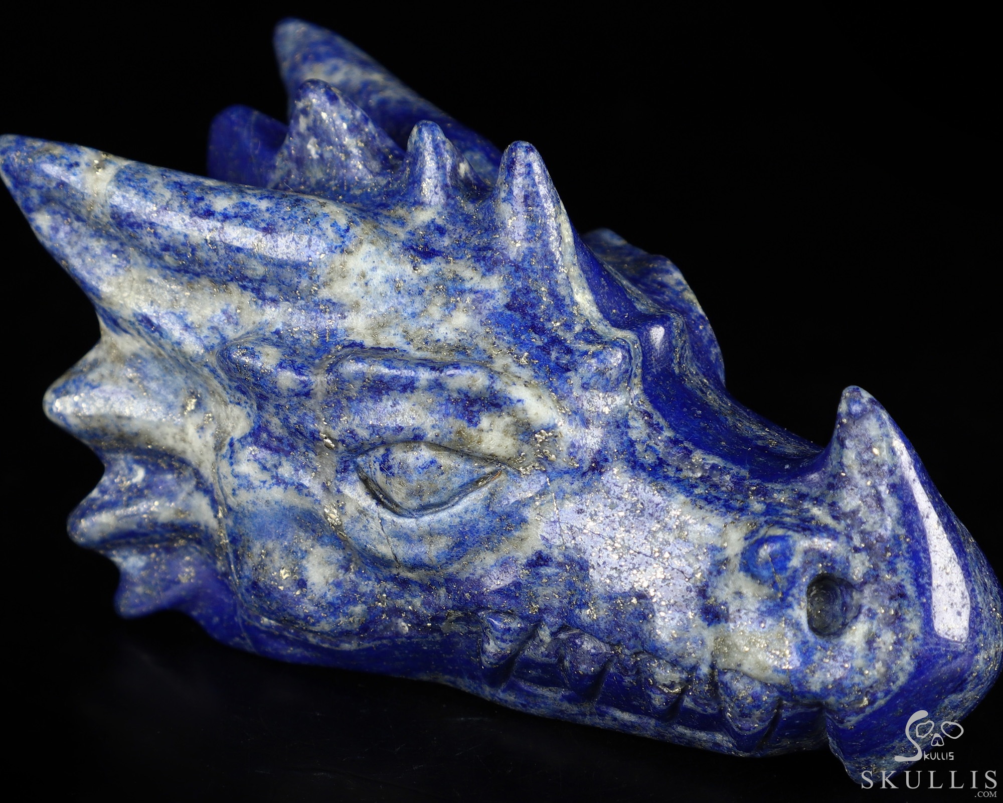 Gemstone 4.0" Lapis Lazuli Hand Carved Crystal Dragon Head Skull ...