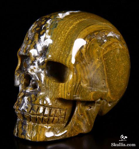 2.4" Ocean Jasper Carved Crystal Skull, Realistic - Skullis Gemstone ...