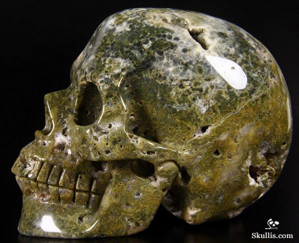 GEODE HUGE 5.0" Ocean Jasper Carved Crystal Skull, Realistic - Skullis ...
