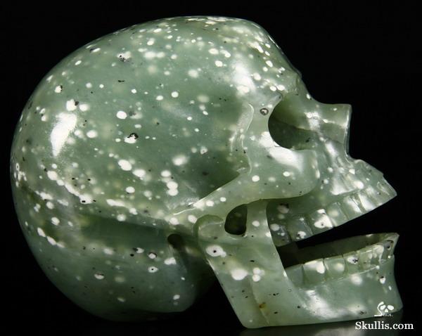 HUGE 5.1" New Jade Carved Crystal Singing Skull - Skullis Gemstone ...