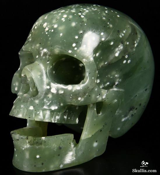 HUGE 5.1" New Jade Carved Crystal Singing Skull - Skullis Gemstone ...