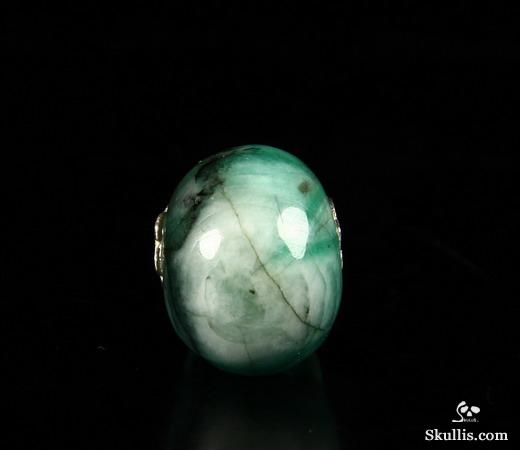 Gemstone Emerald Carved Crystal Skull Pendant with Sterling Silver ...