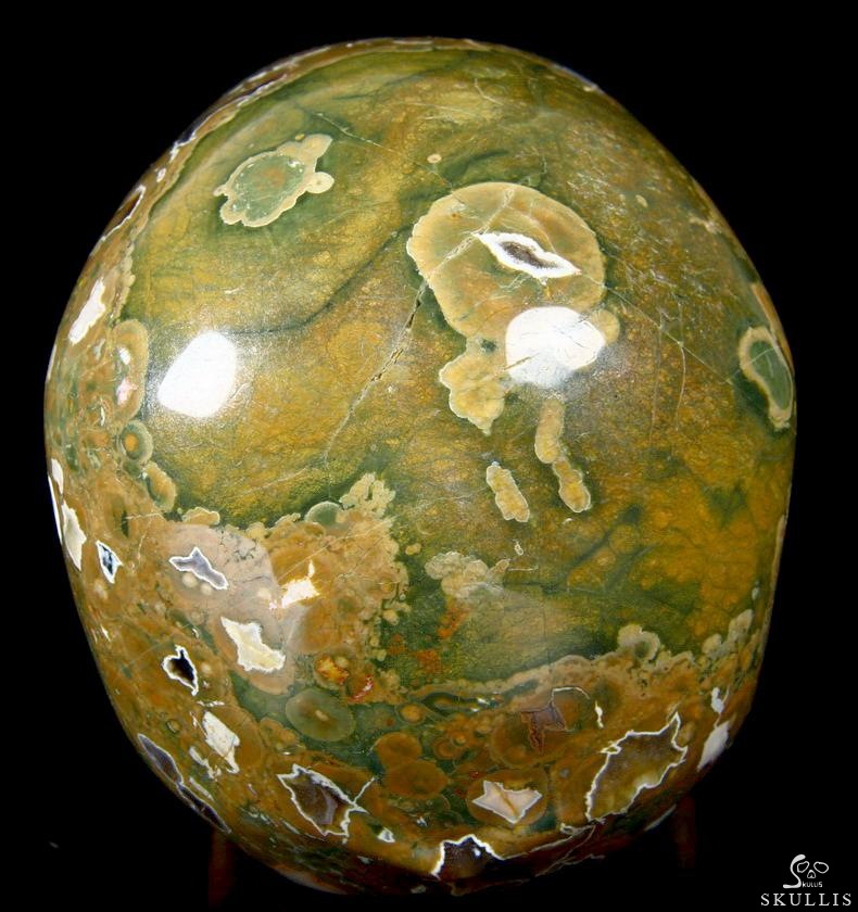 HUGE 5.1" Rainforest Jasper Carved Crystal Skull, Super Realistic ...