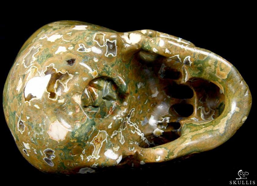 HUGE 5.1" Rainforest Jasper Carved Crystal Skull, Super Realistic ...