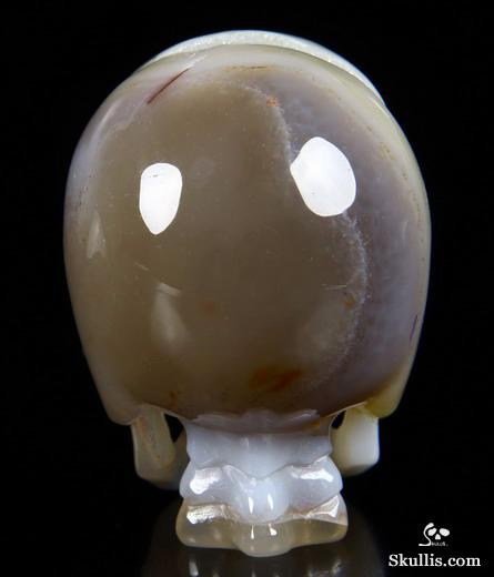 Geode 2.4" Grey & White Agate Carved Crystal Skull with Spine - Skullis ...