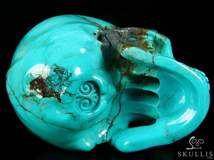 STUNNING COLLECTION HUGE 5.9" Turquoise Carved Crystal Skull Sculpture ...