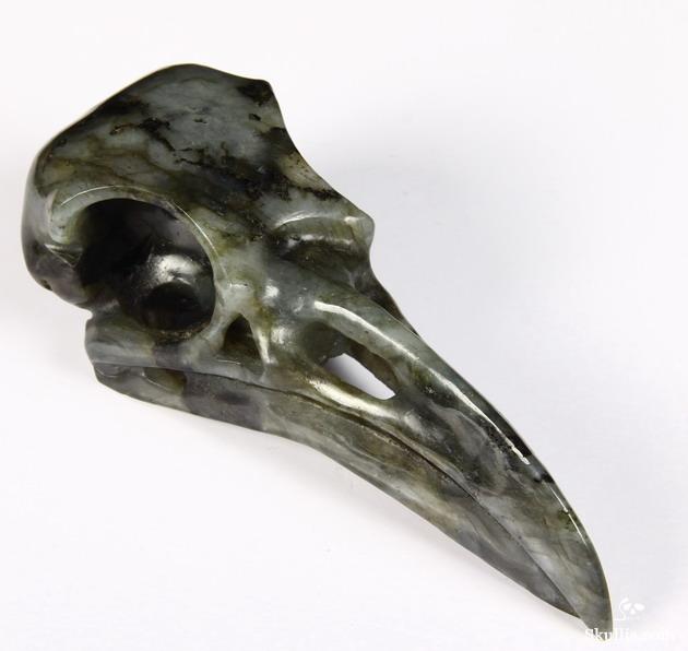 Huge 4.6" Labradorite Carved Crystal Raven Skull - Skullis Gemstone ...