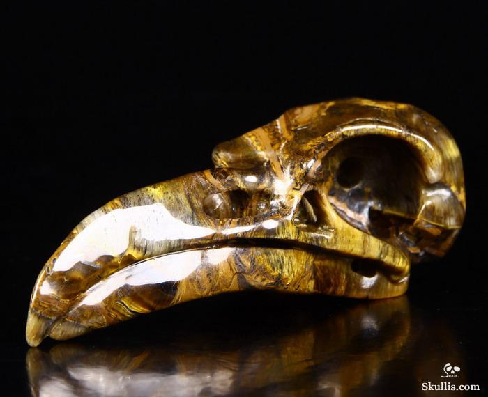 Gemstone Huge 4.6" Gold Tiger Eye Carved Crystal Raven Skull - Skullis ...
