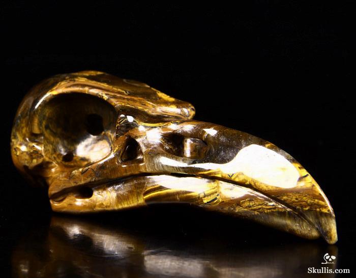 Gemstone Huge 4.6" Gold Tiger Eye Carved Crystal Raven Skull - Skullis ...