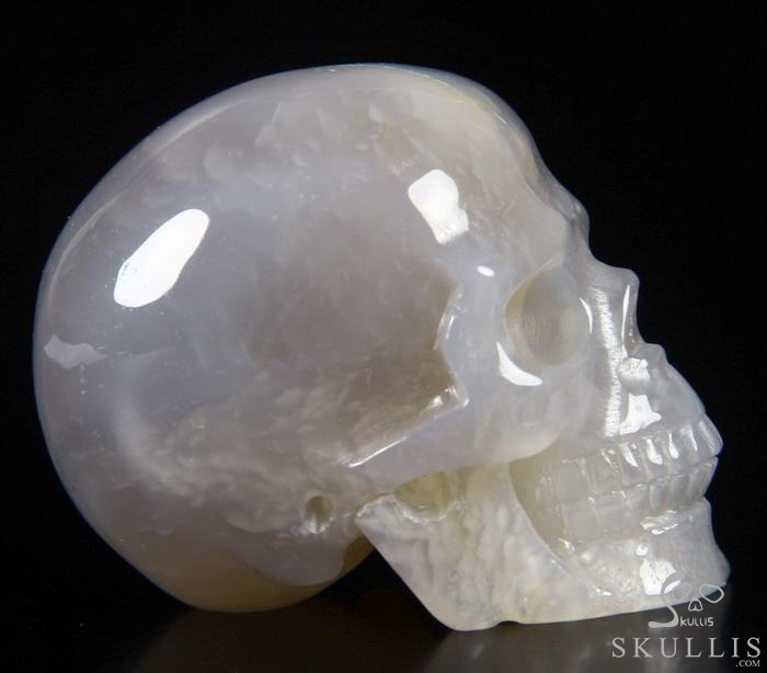 2.4" Grey Agate Carved Crystal Skull, Realistic - Skullis Gemstone ...