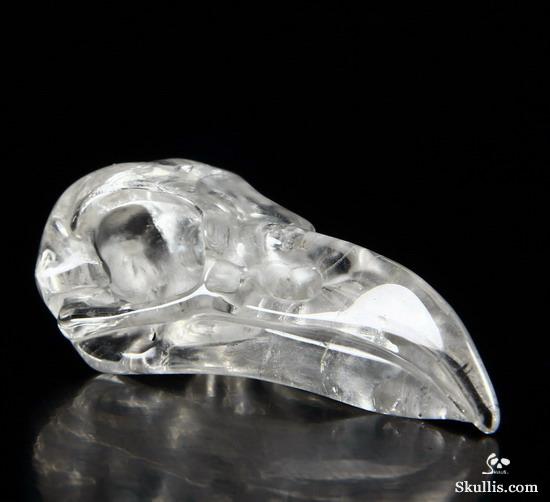 2.3" Quartz Rock Crystal Carved Crystal Raven Skull Pendant - Skullis ...