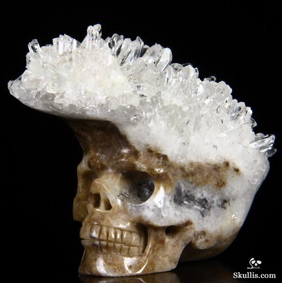 2.5" Quartz Druse Carved Crystal Skull - Skullis Gemstone & Crystal Skulls