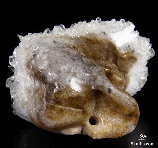 2.5" Quartz Druse Carved Crystal Skull - Skullis Gemstone & Crystal Skulls