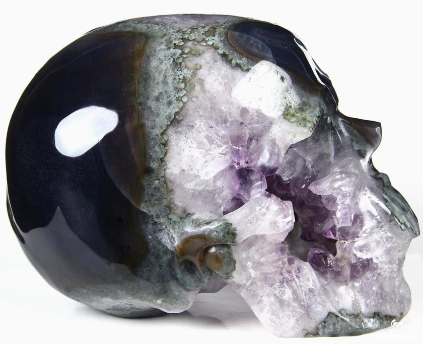 Amazing Lifesized 7.3" Amethyst Geode Agate Carved Crystal Skull ...