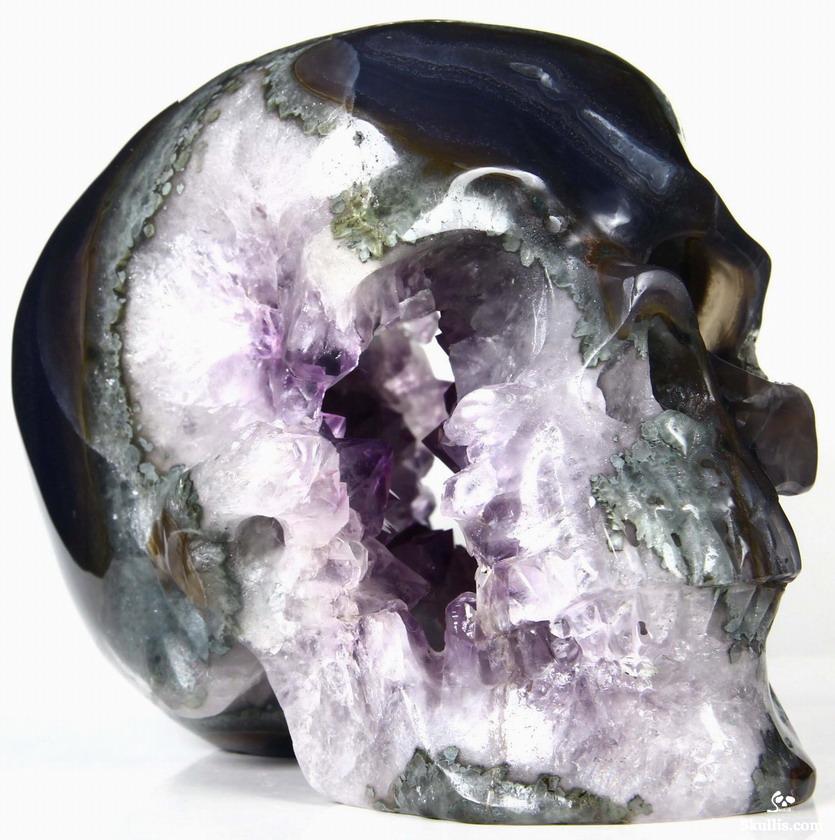 Amazing Lifesized 7.3" Amethyst Geode Agate Carved Crystal Skull ...