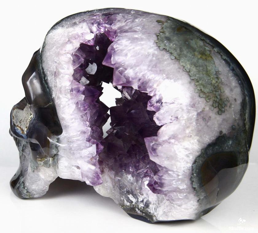 Amazing Lifesized 7.3" Amethyst Geode Agate Carved Crystal Skull ...