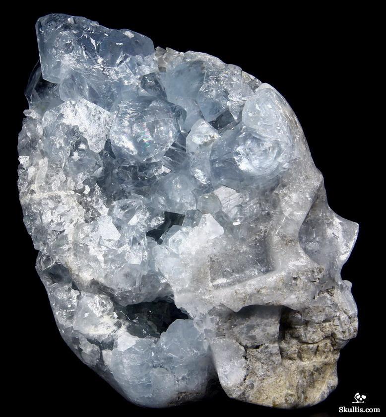 Huge 4.9" Blue Calcite Carved Crystal Skull - Skullis Gemstone ...