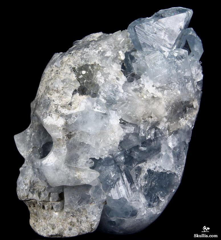 Huge 4.9" Blue Calcite Carved Crystal Skull - Skullis Gemstone ...