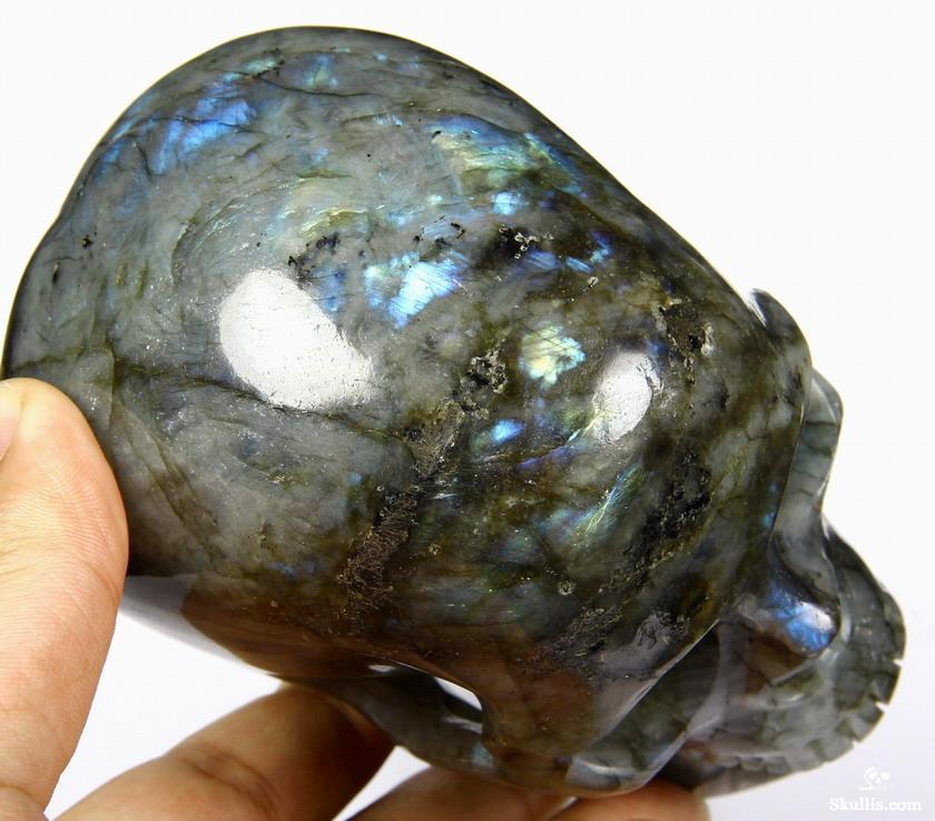 Huge 4.9" Labradorite Carved Crystal Skull, Super Realistic - Skullis ...