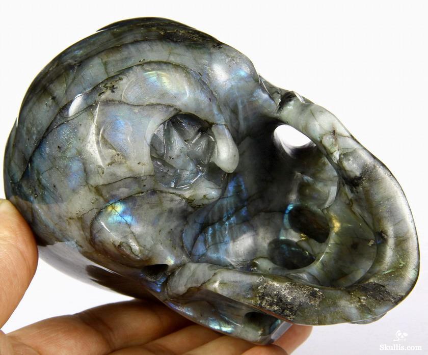 Huge 4.9" Labradorite Carved Crystal Skull, Super Realistic - Skullis ...