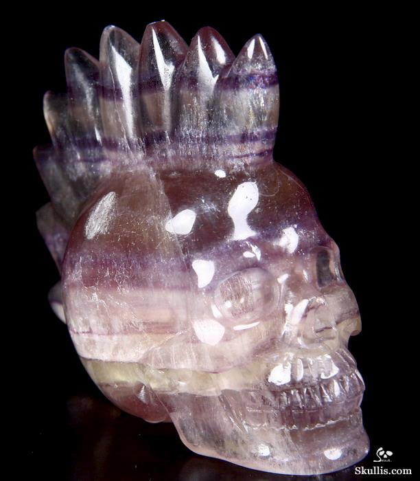 Nice 2.8" Fluorite Carved Crystal Punk Skull - Skullis Gemstone ...