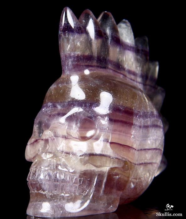 Nice 2.8" Fluorite Carved Crystal Punk Skull - Skullis Gemstone ...